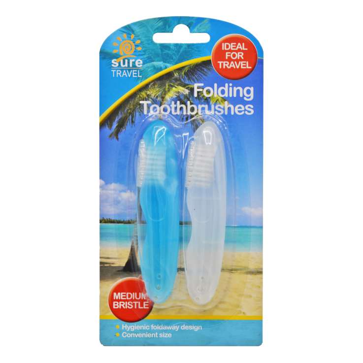 Wholesale Sure Travel Folding Toothbrushes 2 Pack Homeware Essentials