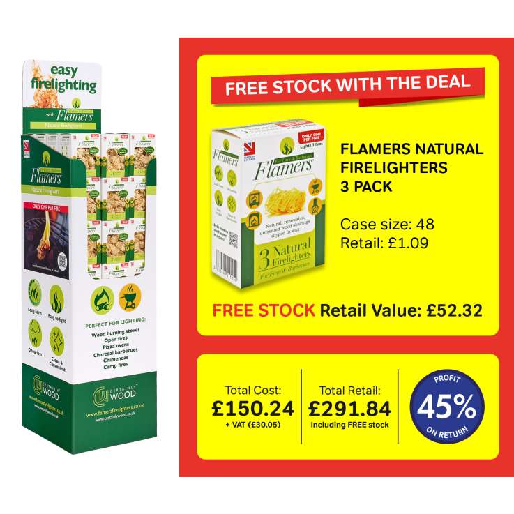 Wholesale Flamers Natural Firelighters Display Stand - Homeware Essentials