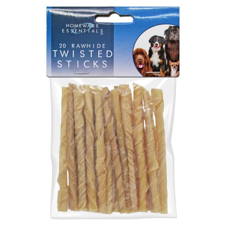 Wholesale Rawhide Twisted Sticks 20 Pack Homeware Essentials