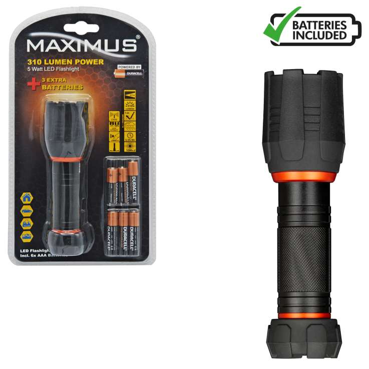 Wholesale Maximus Aluminium LED Flashlight 5w (310LM) + Extra Batteries ...