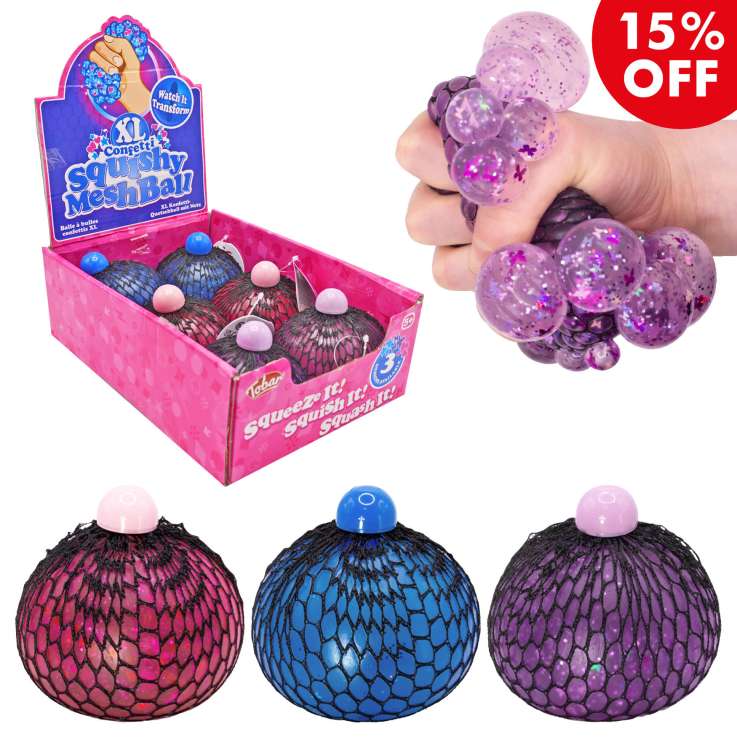 Wholesale XL Squishy Confetti Mesh Ball 9cm - Homeware Essentials