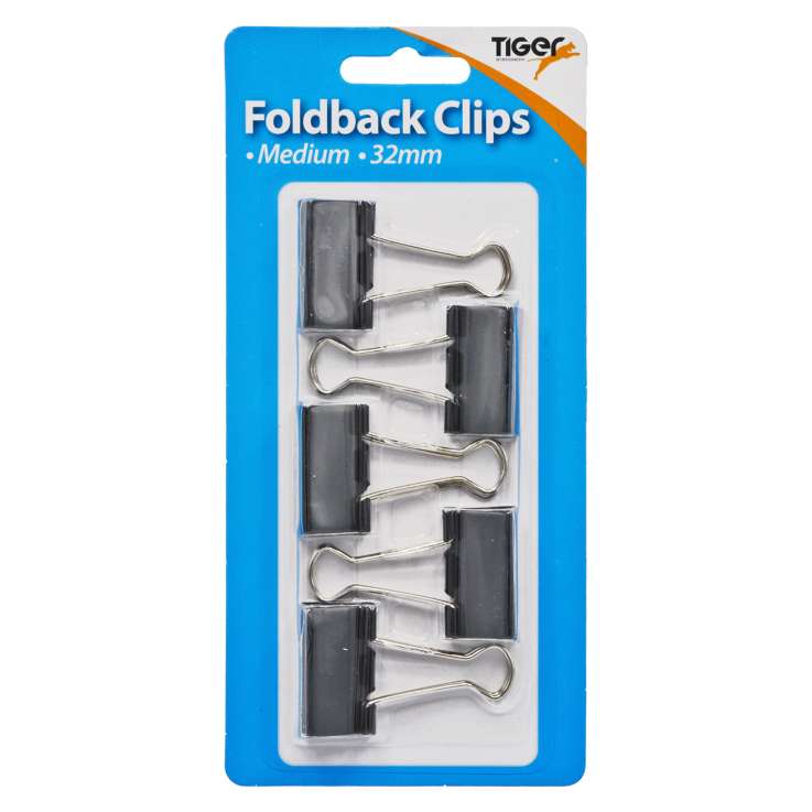 Wholesale Tiger Foldback Clips (32mm) 5 Pack Homeware Essentials