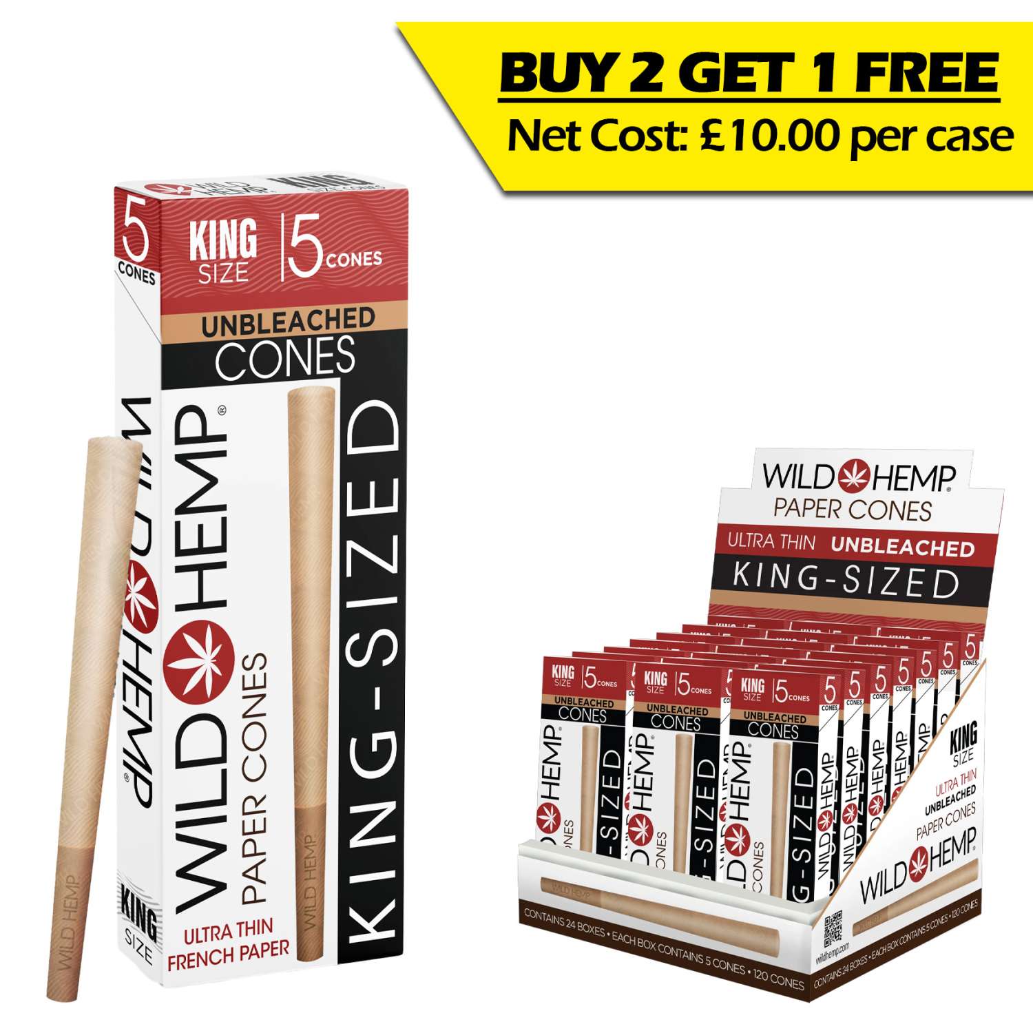 Wholesale Wild Hemp Ultra Thin King Size Rolling Paper Cones 5 Pack ...