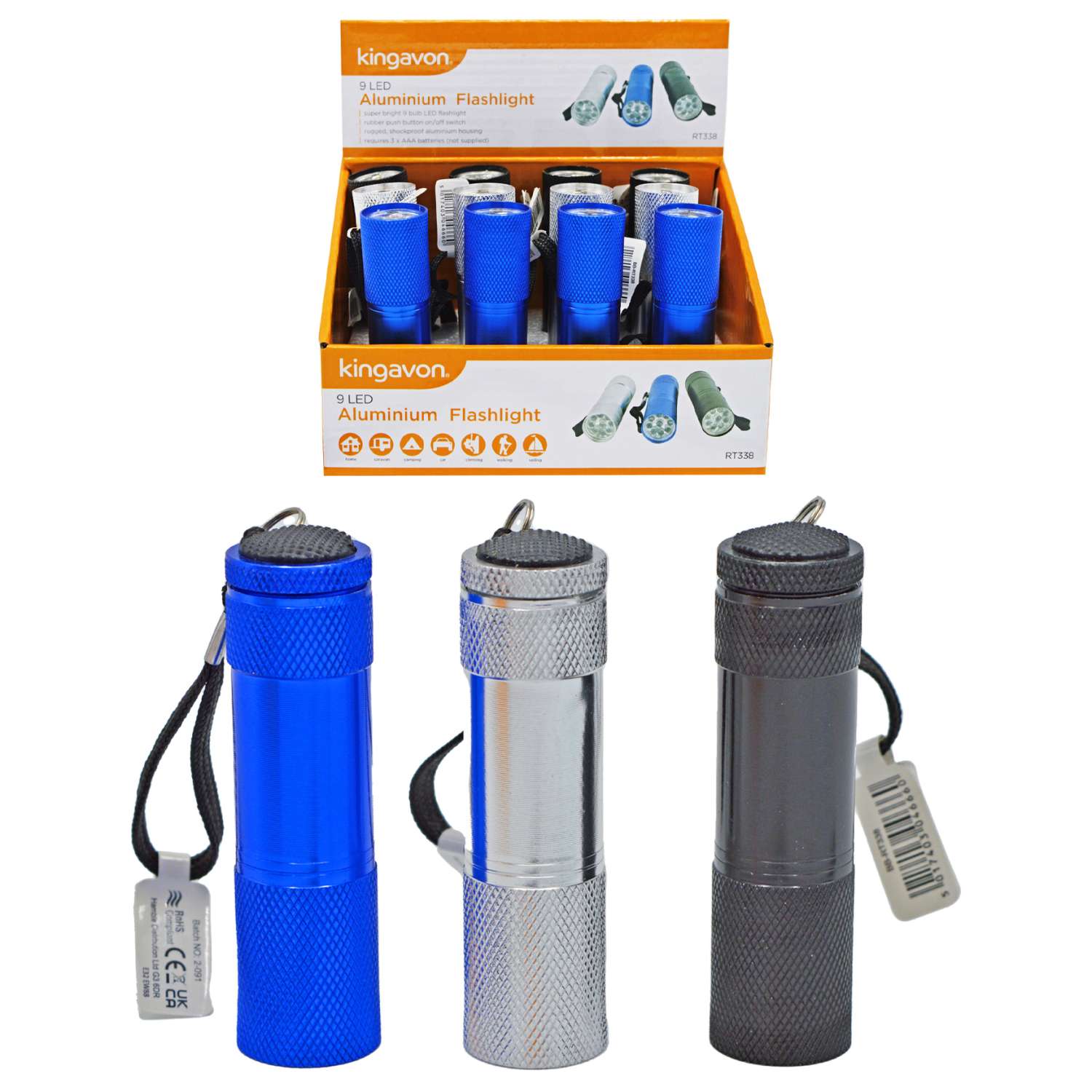 Wholesale Kingavon 9 LED Aluminium Flashlight - Homeware Essentials