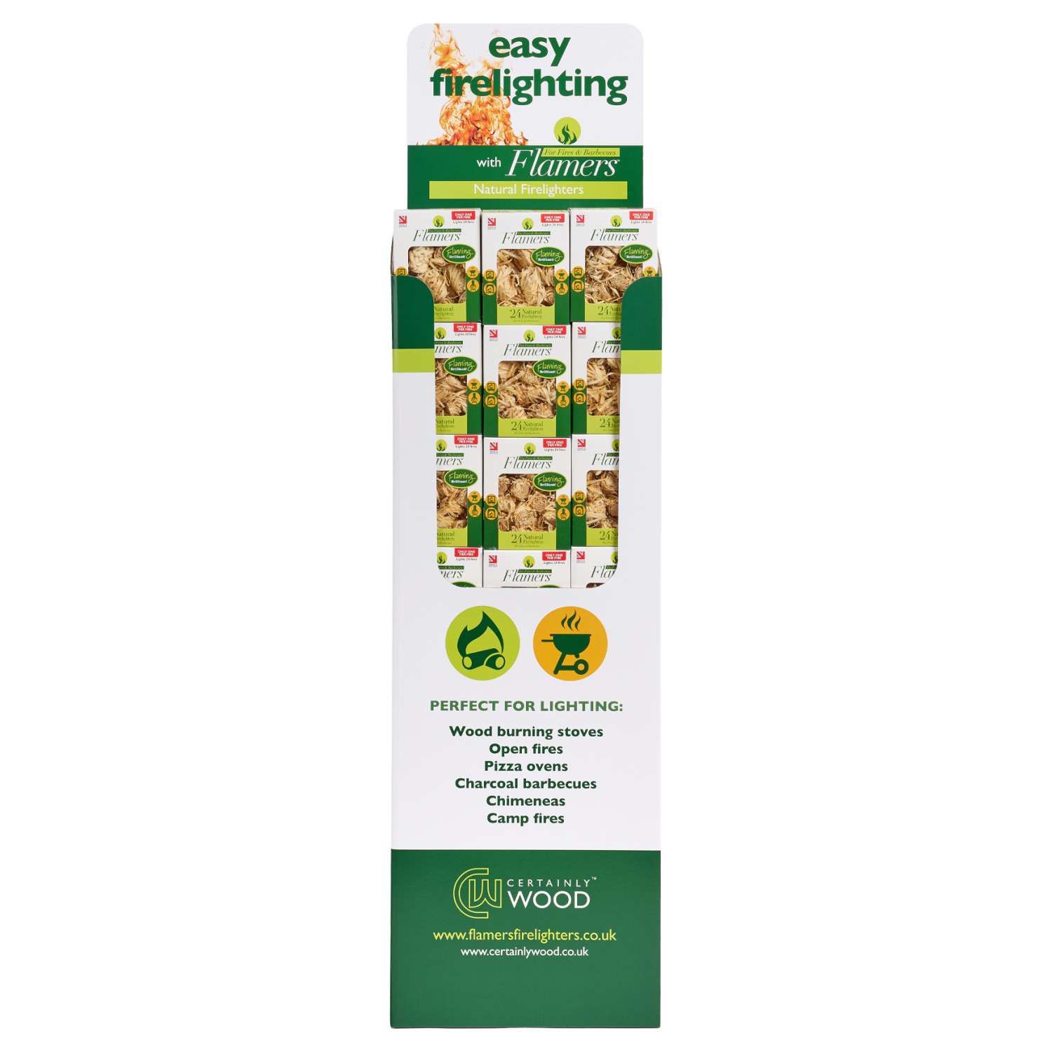 Wholesale Flamers Natural Firelighters Display Stand - Homeware Essentials